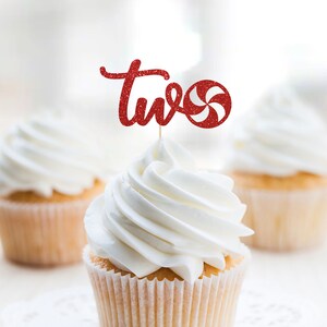 Two Christmas Cake Topper, Candy Two Topper, Christmas 2nd Birthday ...