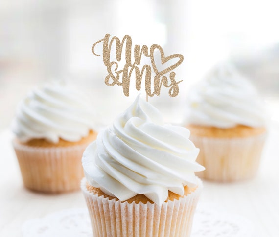 Mr & Mrs Cupcake Toppers Wedding Cupcake Toppers Engagement - Etsy