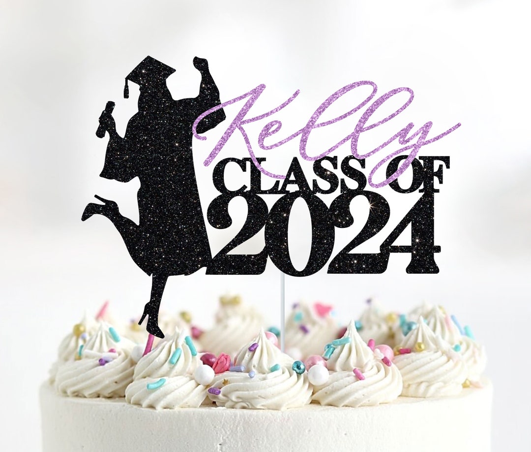 Congrats Grad Cake Topper, Personalized Grad Cake Topper, Class of 2024 ...