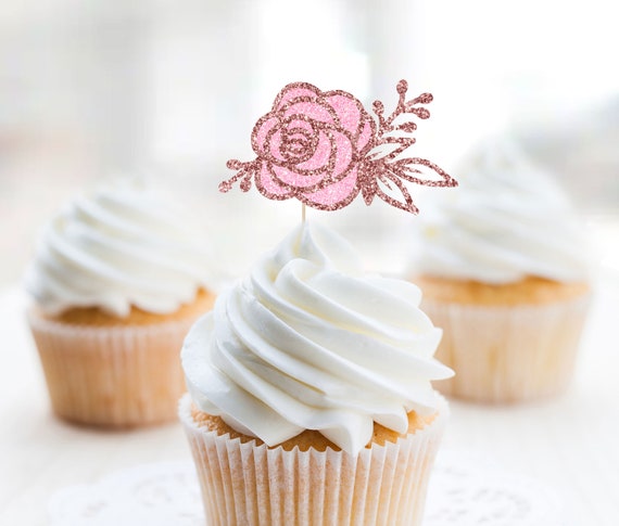 Rose Cupcake Topper Floral Cupcake Topper Belle Cupcake - Etsy