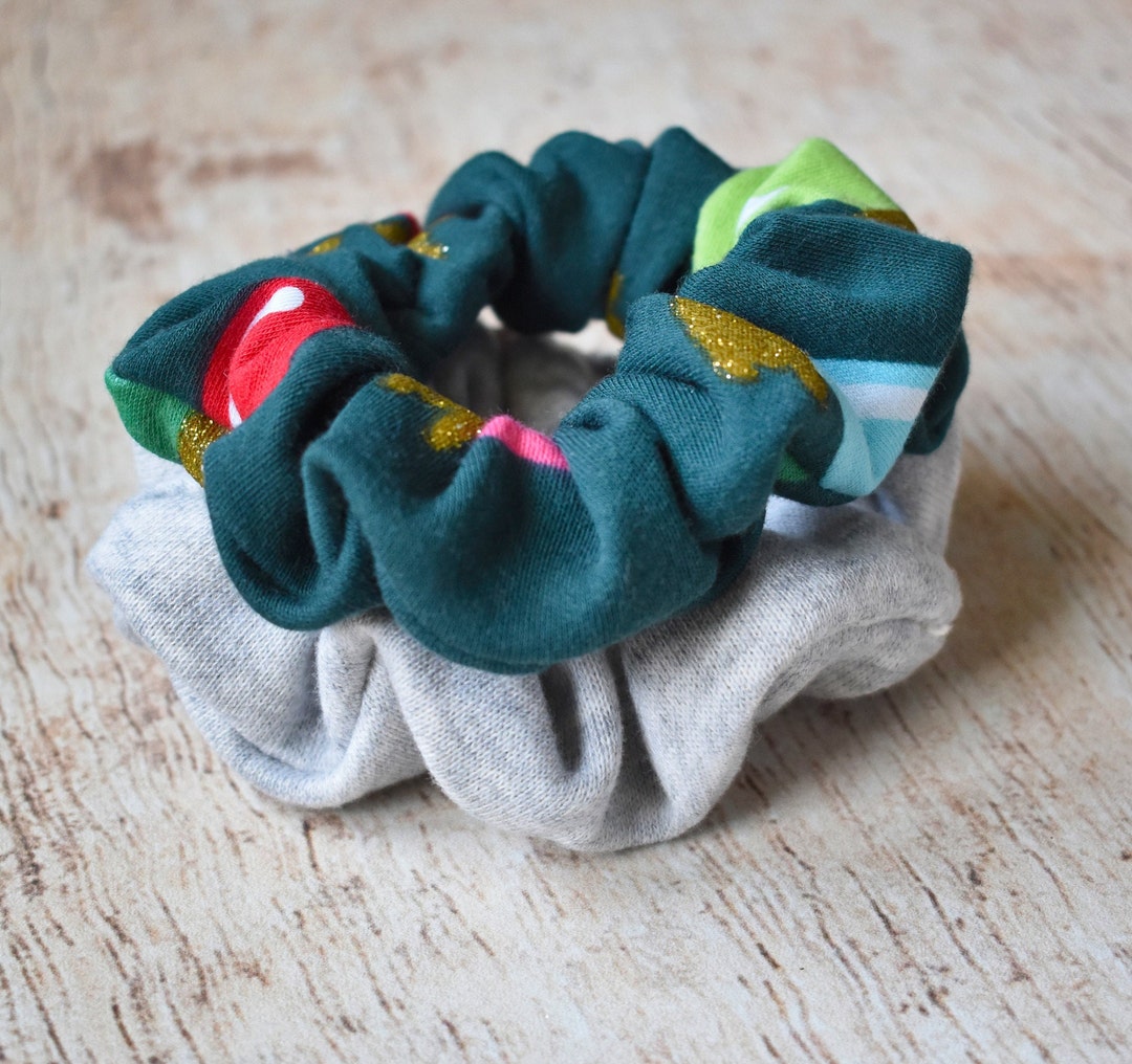Cozy Scrunchie Set, Holiday Scrunchie, Grey Sweatshirt Scrunchie ...