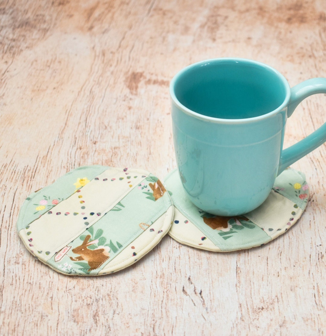 Set of 2 Reversible Quilted Coasters, Oversized Coasters. Spring ...