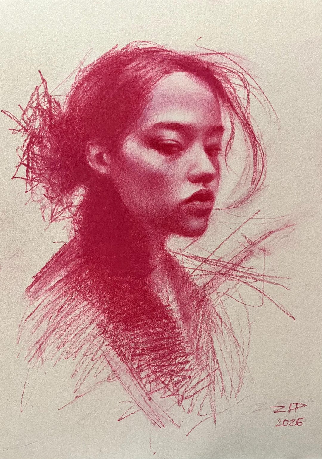 Original Soft Pastel Portrait Sketch 30x40 Cm | Expressive Female ...