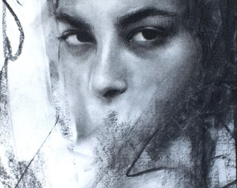 Custom Charcoal Portrait From Photo, Handmade Personalised Realistic ...