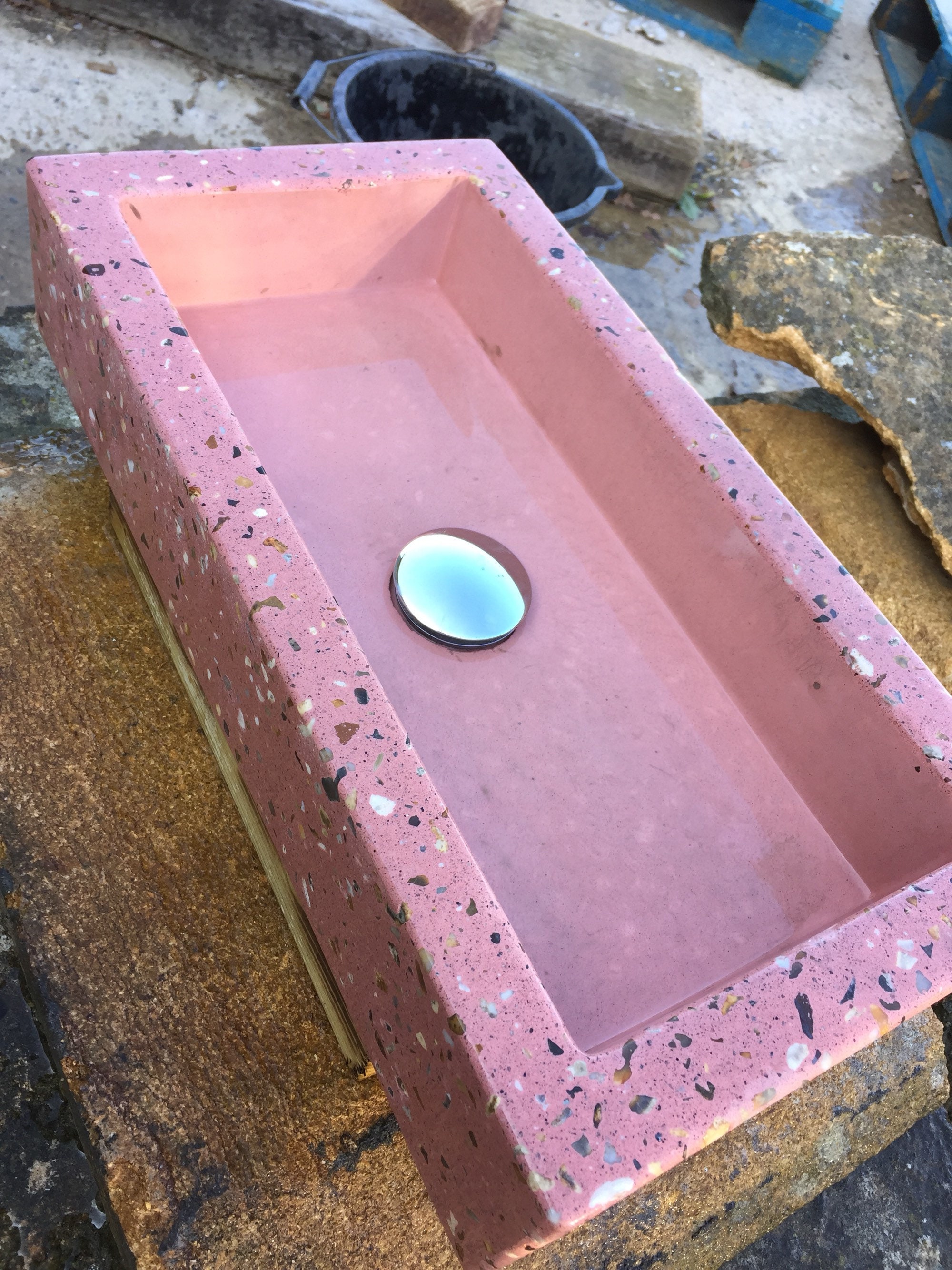 Bathroom Terrazzo pink concrete sink