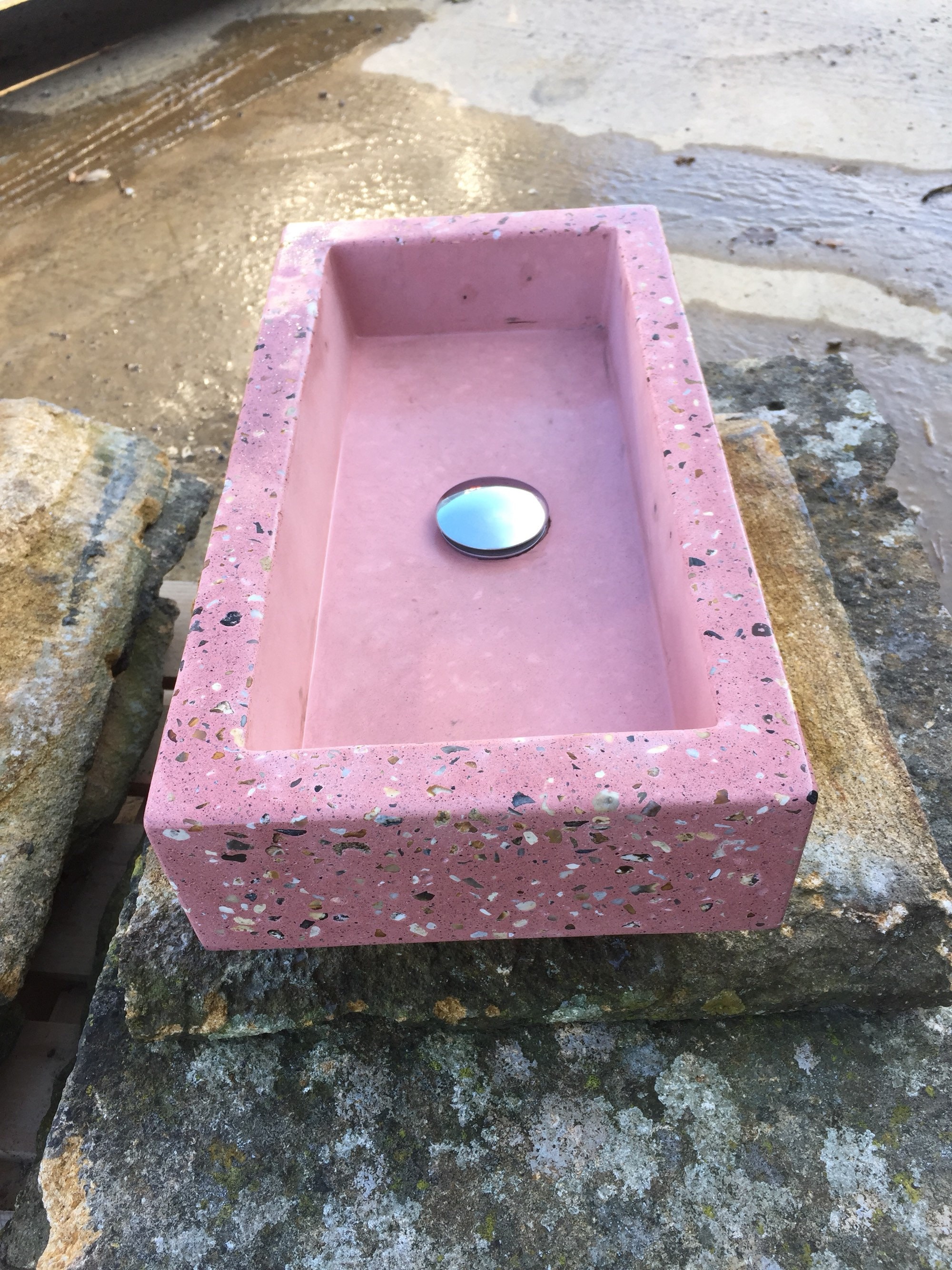 Bathroom Terrazzo pink concrete sink