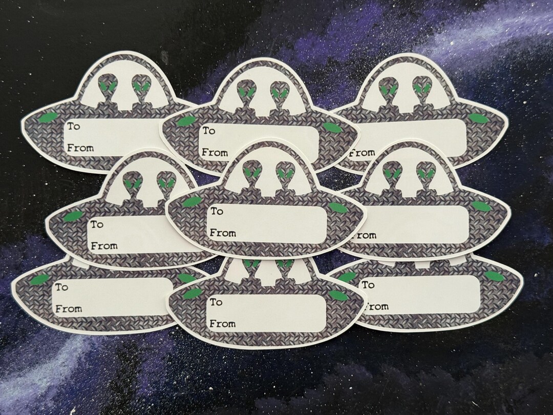 UFO Sticker, to From Gift Labels/alien Spaceship/alien Gift Wrap/labels ...