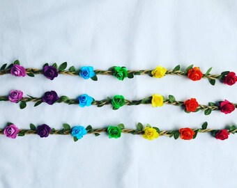 Rainbow flower crown | Etsy
