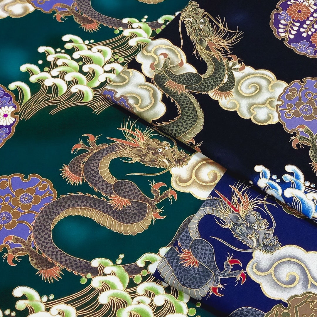 Japanese Fabric Asian Dragon Pattern by the Yard - Etsy
