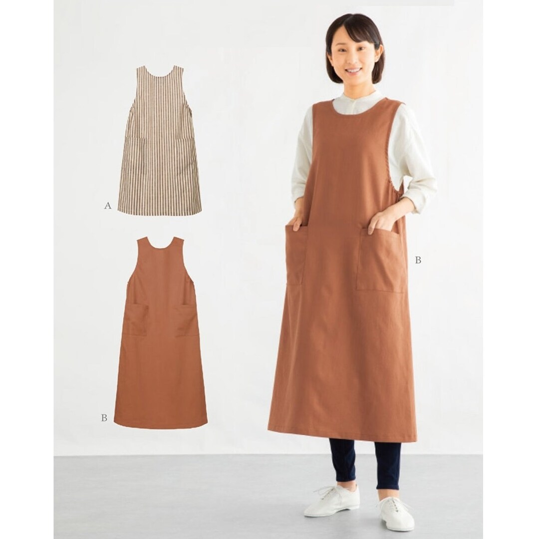 Sewing Pattern Beginner Dress Apron, Chasuble Apron, Dress With Pockets ...