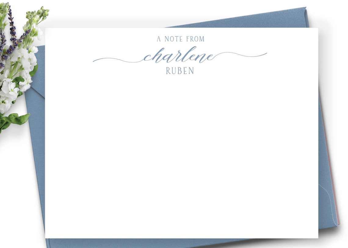 Personalized Flat Note Cards with Envelopes Thank You Cards | Etsy