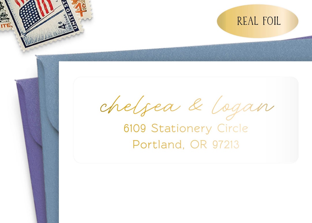 Return Address Labels, Gold Foil Address Labels, 30 Personalized ...