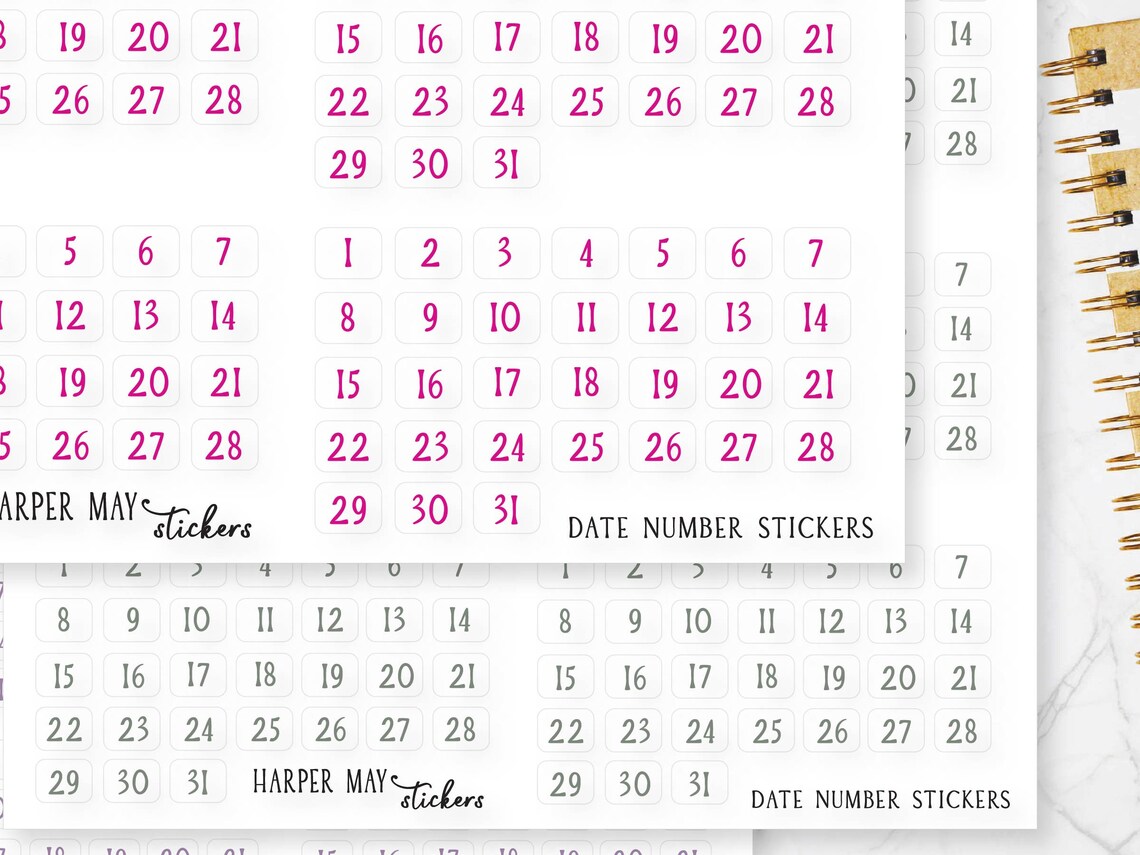 Calendar Date Number Stickers Calendar Numbers Dots - Etsy