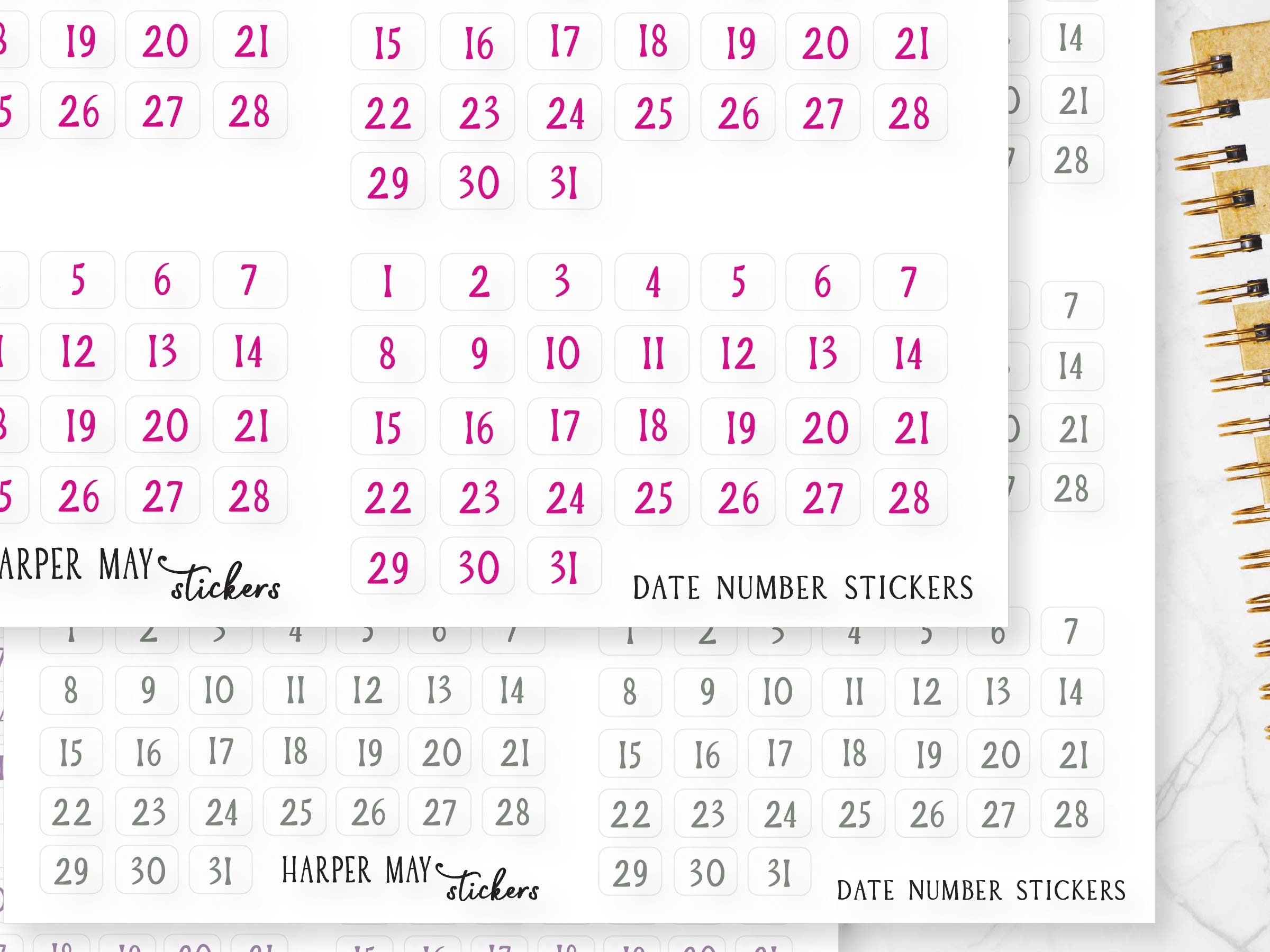 Calendar Date Number Stickers Calendar Numbers Dots - Etsy
