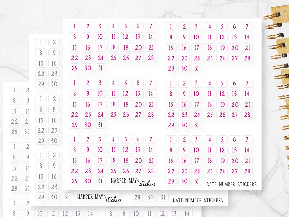 Calendar Date Number Stickers Calendar Numbers Dots - Etsy