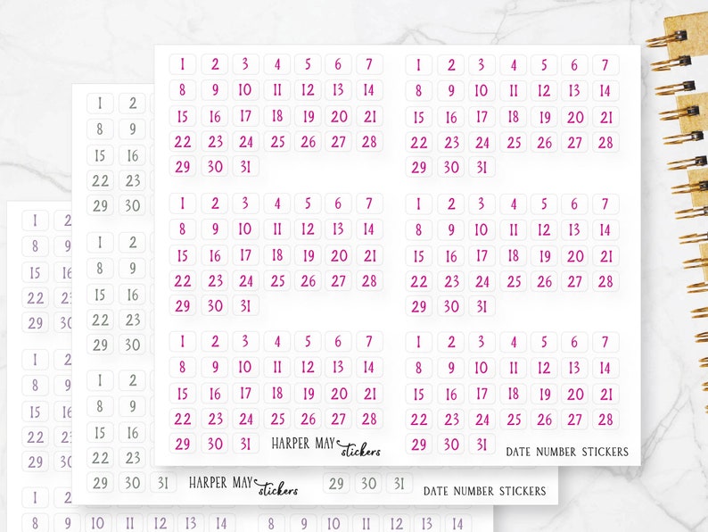 Calendar Date Number Stickers Calendar Numbers Dots - Etsy
