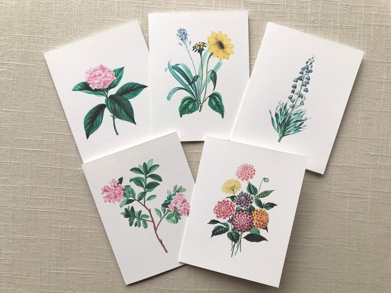 10 Pack Floral Folded Note Cards with Envelopes Floral Blank | Etsy