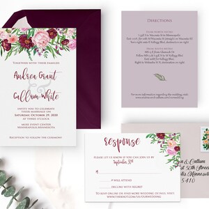 Burgundy Wedding Invitation SAMPLE - Etsy