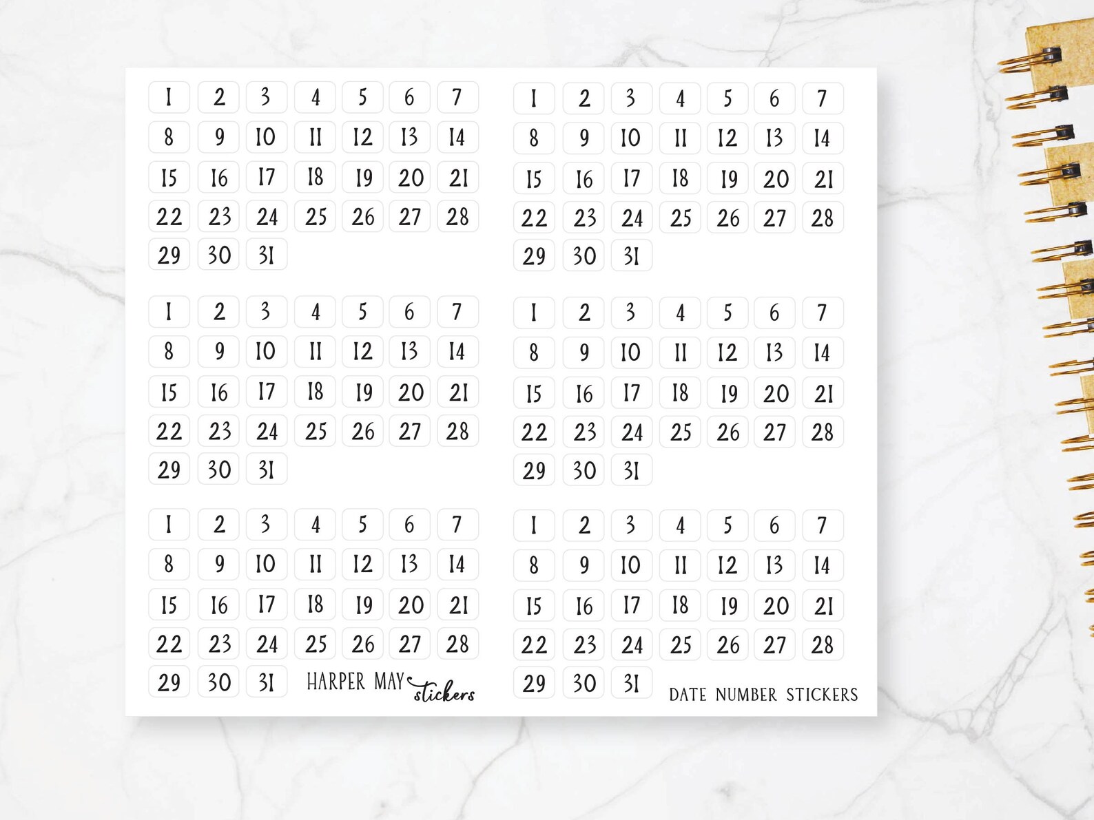 Calendar Date Number Stickers Calendar Numbers Dots - Etsy