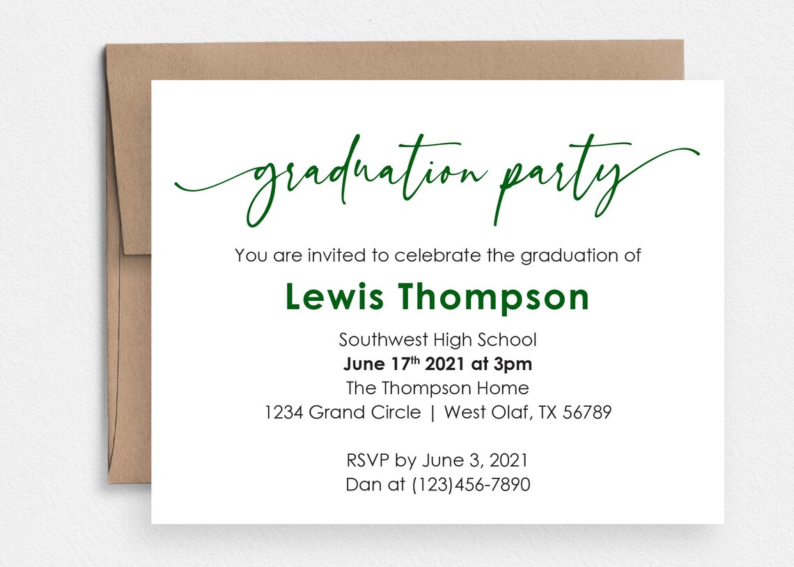 DIY Printable Graduation Invite | Downloadable Graduation Invitation ...