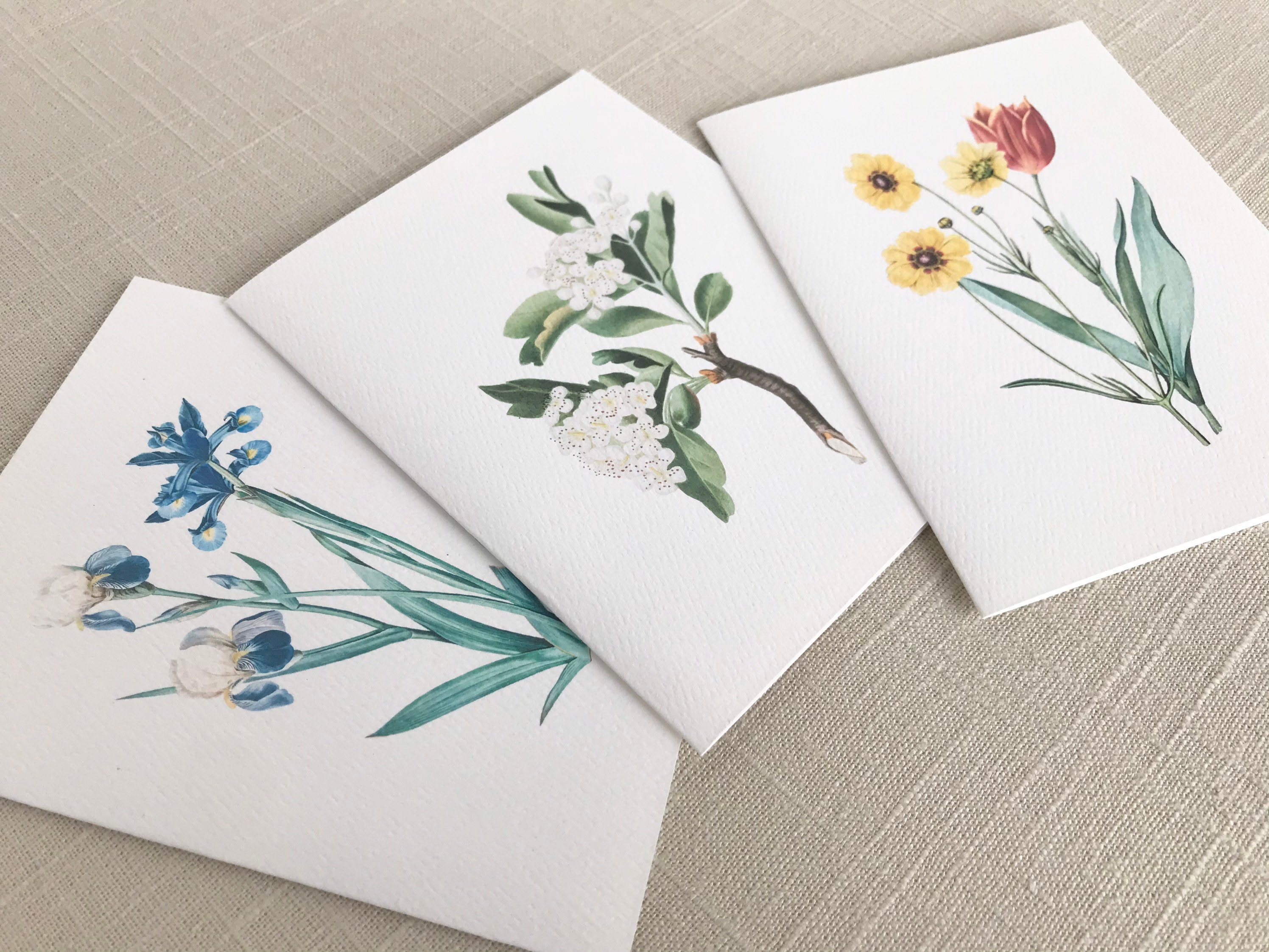 Set of 10 Spring Greeting Cards With Envelopes Floral Blank - Etsy