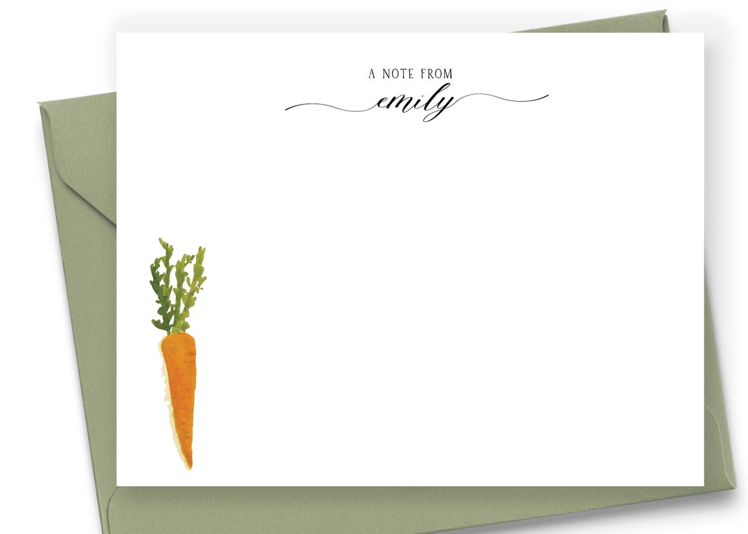 Carrot Vegetable Personalize Stationery Note Cards | Set of 10 ...