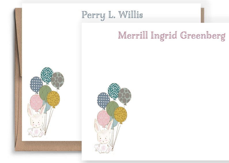 Childrens Bunny Stationery Note Cards Set of 10 Kids | Etsy