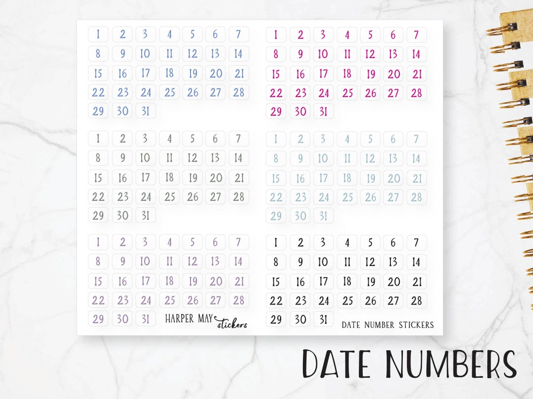 Calendar Date Number Stickers | Calendar Numbers Dots, Calendar ...