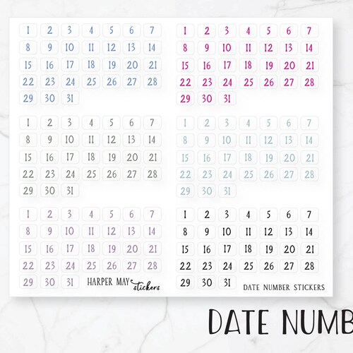 Calendar Date Number Stickers Calendar Numbers Dots - Etsy