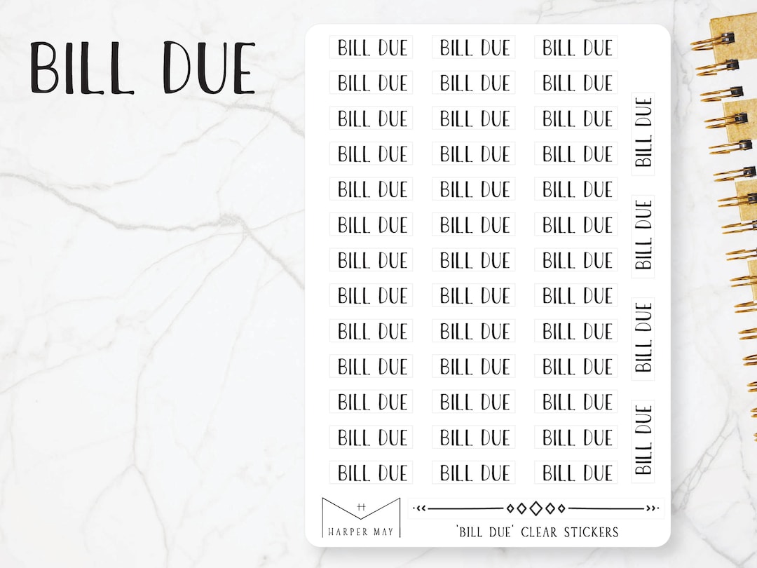 Bill Due Stickers, Planner Stickers, Bill Due Planner, Erin Condren ...