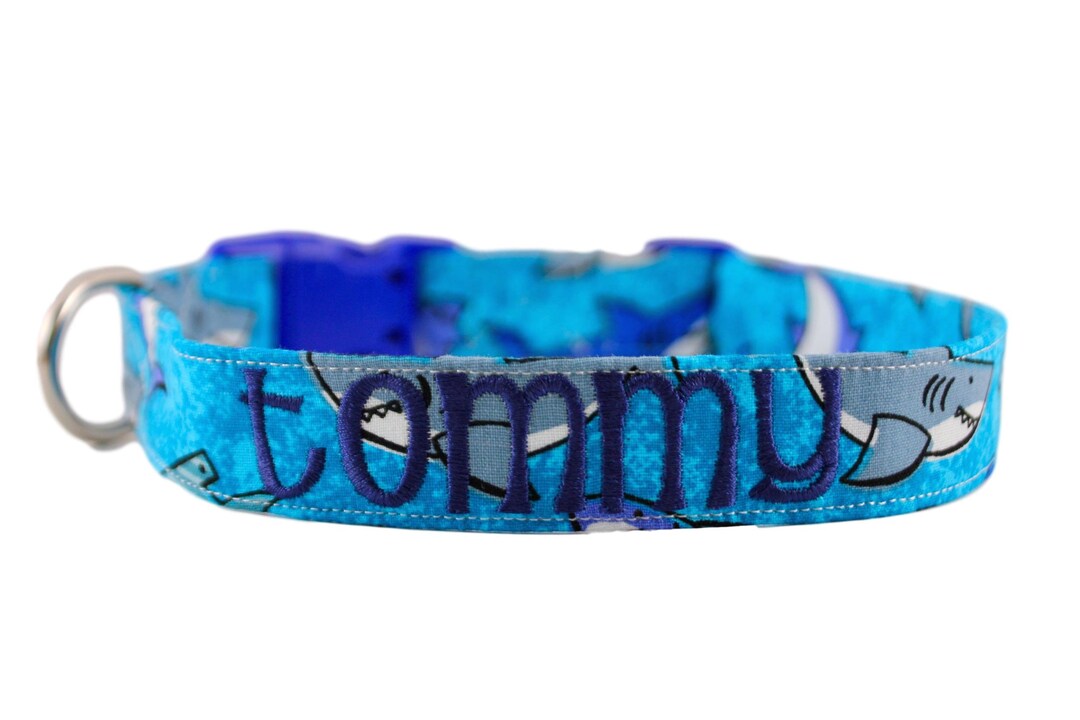 Circlin Sharks Collar Shark Dog Collar Blue Collar Boy - Etsy