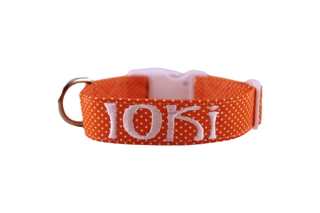 Orange & White Polka Dot Collar, Orange Dog Collar, Polka Dot Collar ...