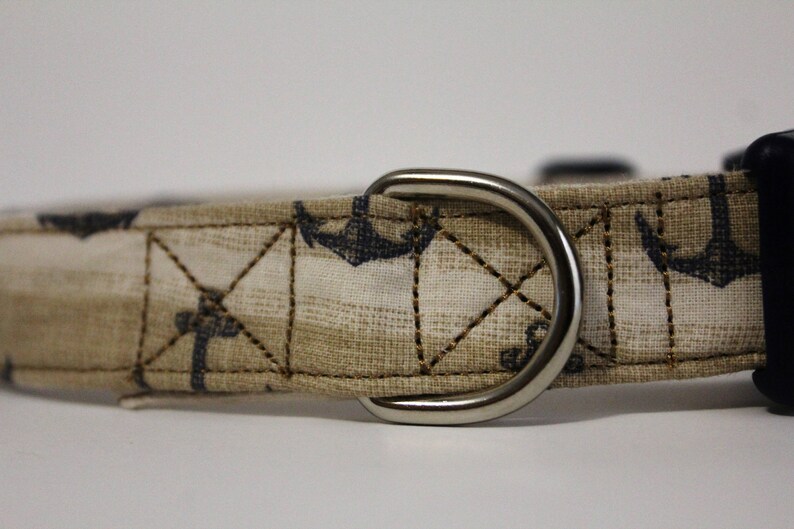 Anchor Collar Tan and Navy Nautical Dog Collar Ocean Collar - Etsy