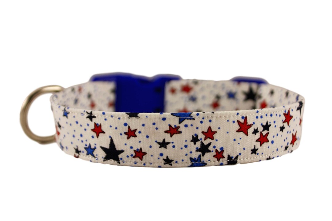 White Patriotic Collar, Dog Collar, Personalized Collar, Embroidered ...