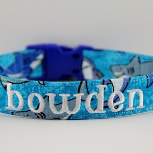 Circlin Sharks Collar, Shark Dog Collar, Blue Collar, Boy Collar ...