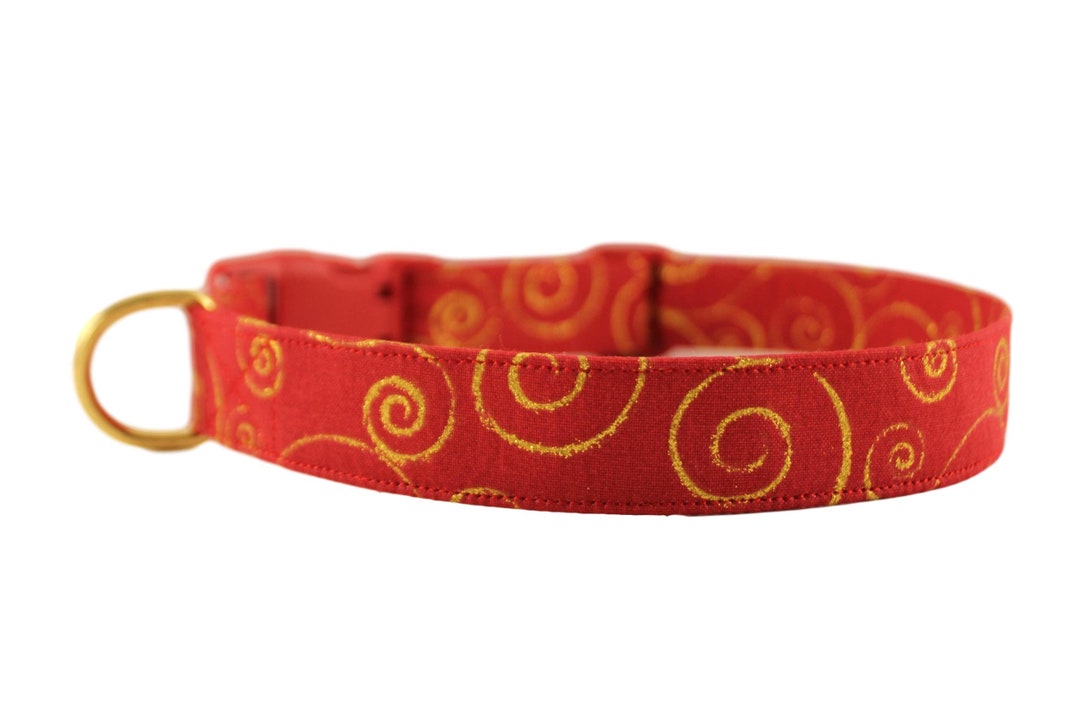Red and Gold Swirl Collar, Christmas Dog Collar, Holiday Collar, Winter ...