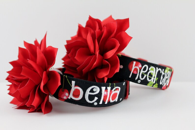 Cherry Collar, Fruit Dog Collar, Black and Red Collar, Summer Girly ...