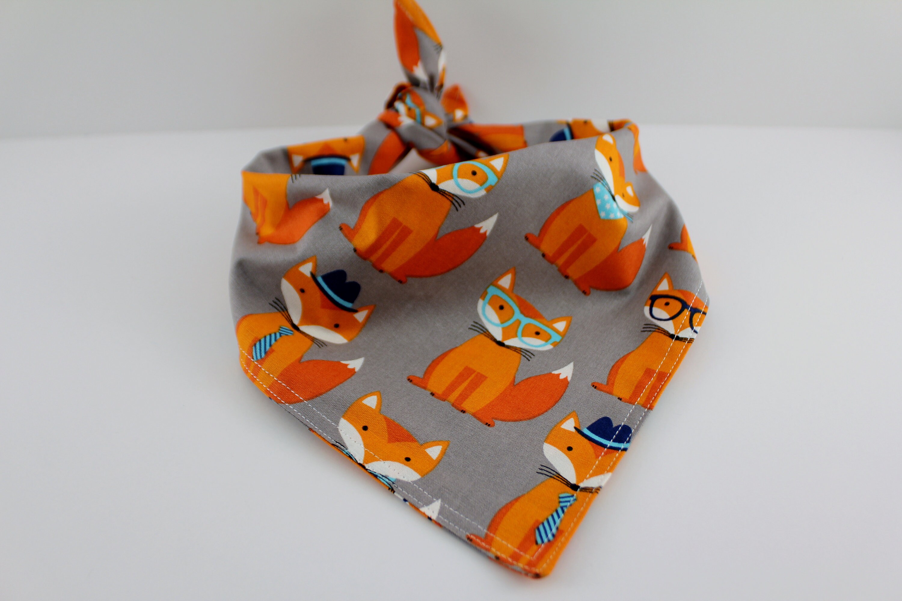 Smart Fox Bandana, Pet Bandana, Gray Bandana, Fox Dog Bandana, Orange ...
