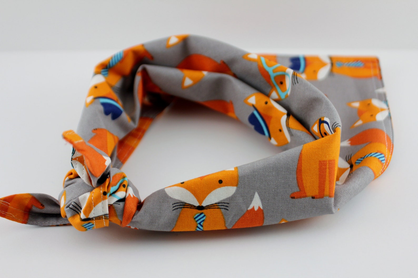 Smart Fox Bandana, Pet Bandana, Gray Bandana, Fox Dog Bandana, Orange ...