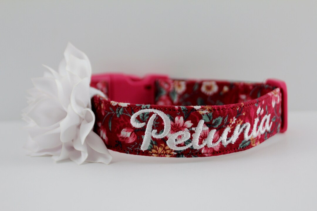Maroon & Pink Floral Collar Flower Dog Collar Floral Collar - Etsy