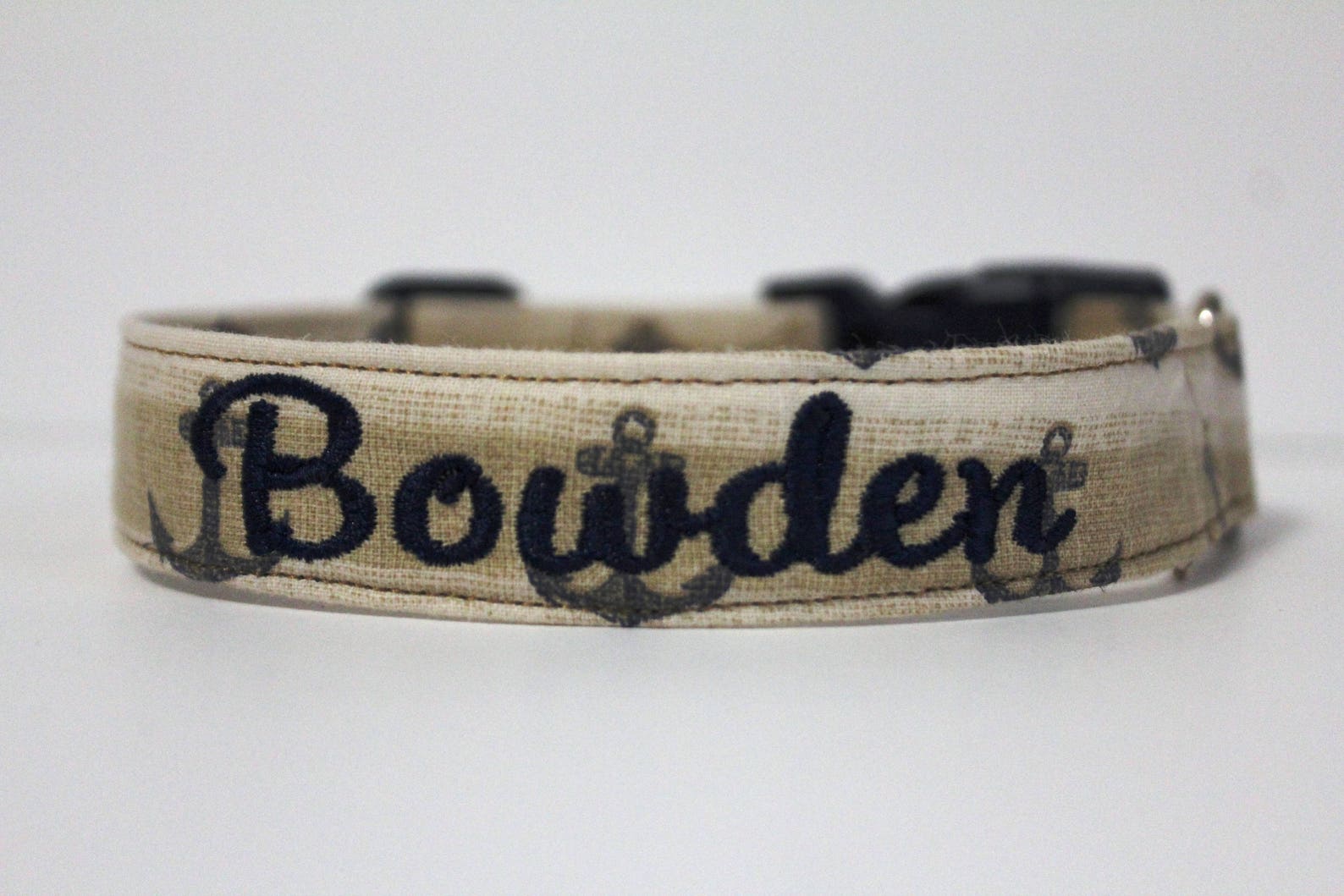 Anchor Collar Tan and Navy Nautical Dog Collar Ocean Collar - Etsy