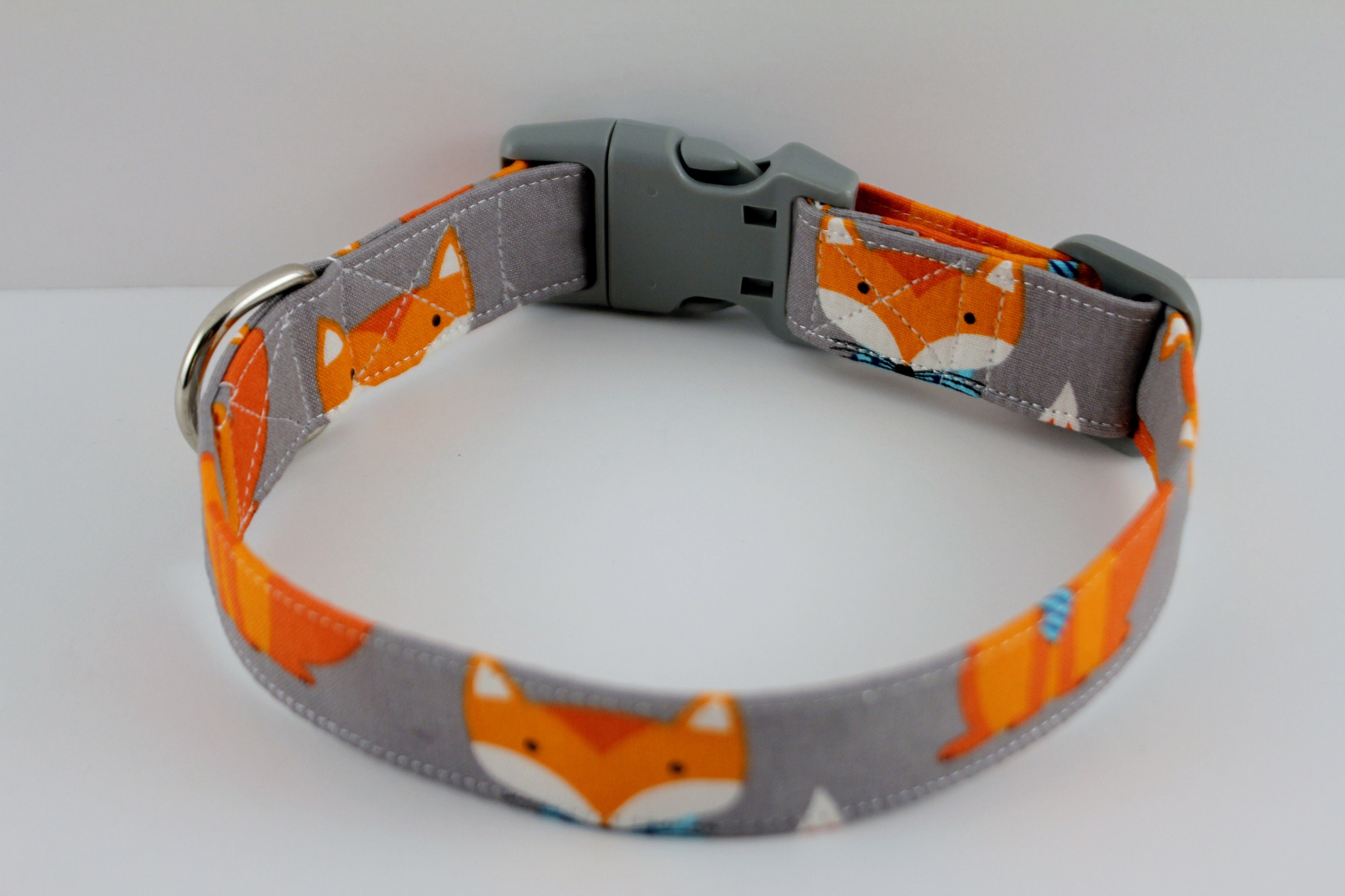 Smart Fox Collar, Fox Dog Collar, Gray Collar, Boy Collar, Custom ...