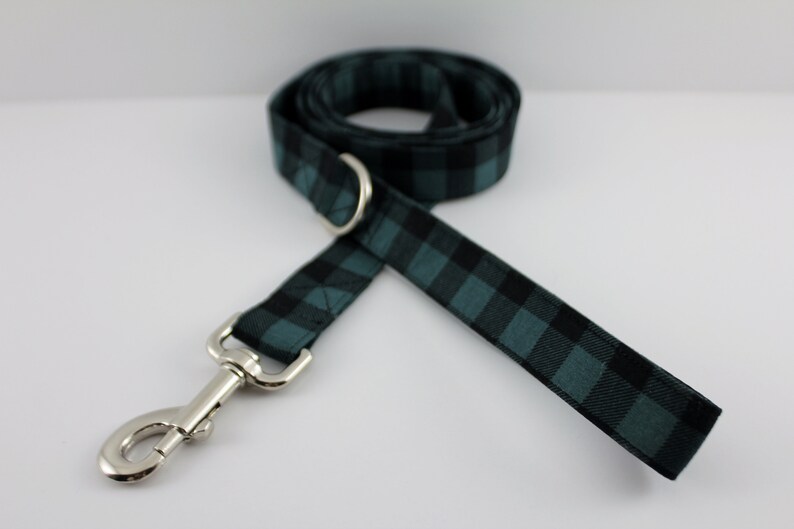 Evergreen Buffalo Plaid Leash, Green Dog Leash, Plaid Leash, Custom Dog ...