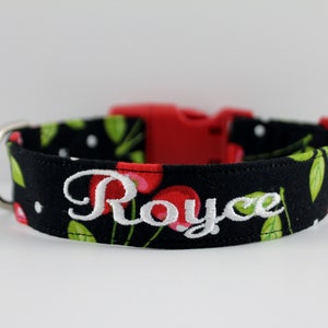 Cherry Collar, Fruit Dog Collar, Black and Red Collar, Summer Girly ...