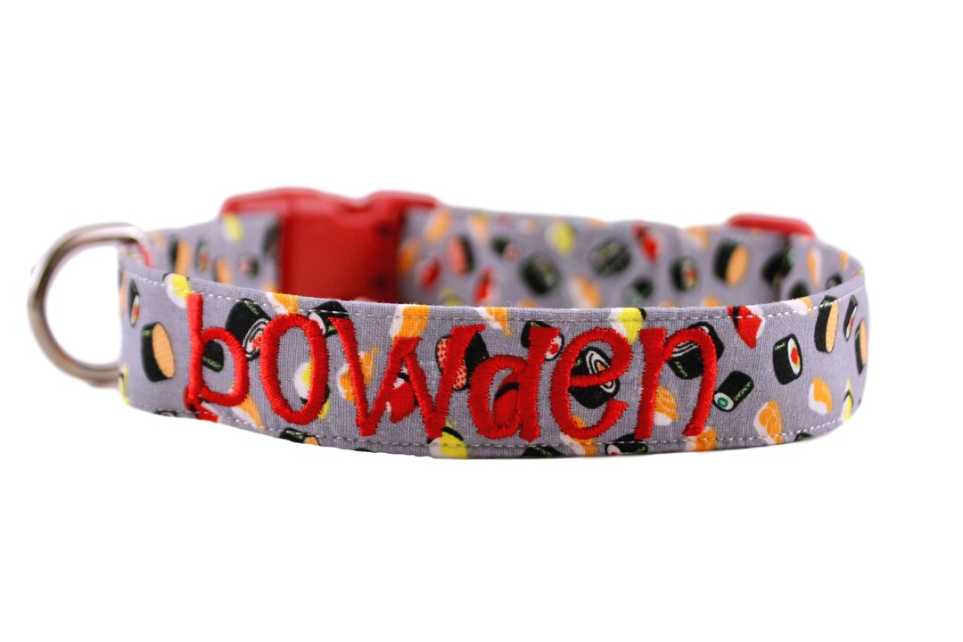 Sushi Night Collar, Sushi Dog Collar, Food Collar, Gray Dog Collar ...