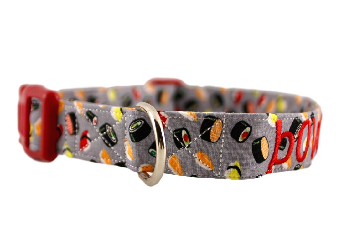 Sushi Night Collar Sushi Dog Collar Food Collar Gray Dog | Etsy