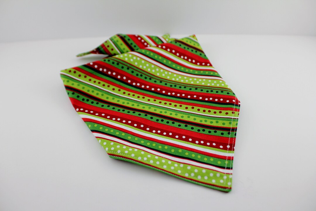 Jolly Stripe Bandana-size LARGE, Pet Bandana, Red & Green Bandana ...