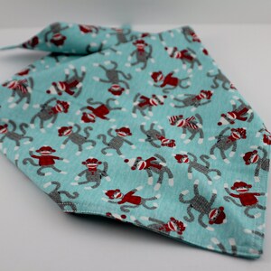 Sock Monkey Bandana, Holiday Dog Bandana, Winter Pet Bandana, Custom ...