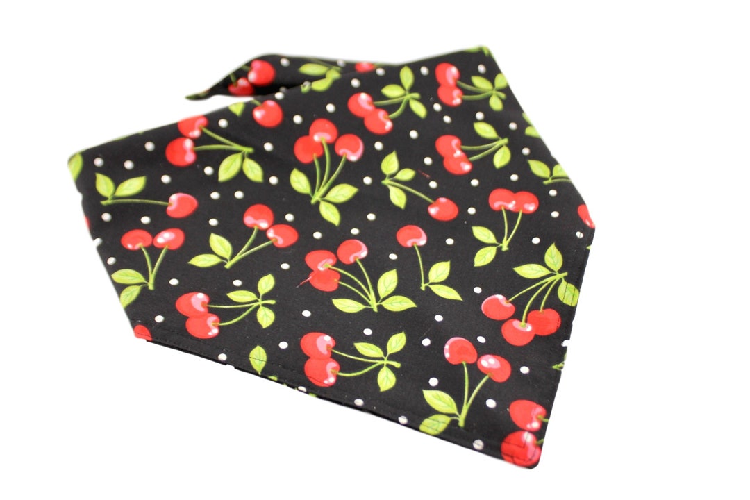 Cherry Bandana, Pet Bandana, Fruit Bandana, Black Bandana, Food Bandana ...