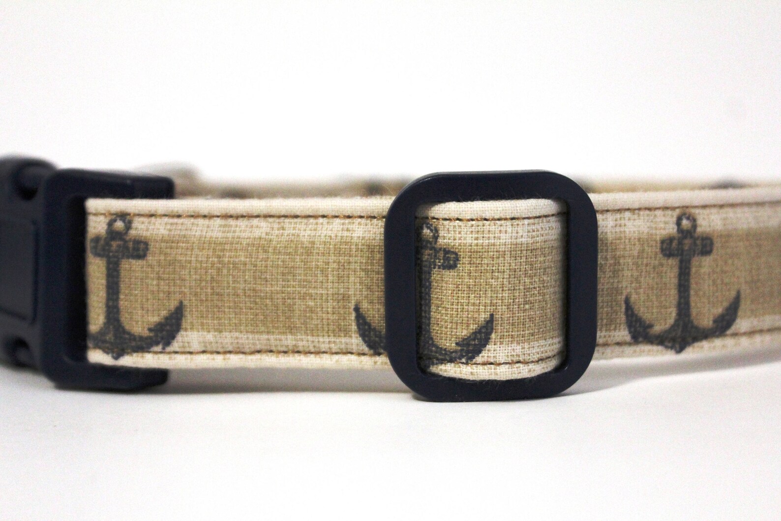 Anchor Collar Tan and Navy Nautical Dog Collar Ocean Collar - Etsy